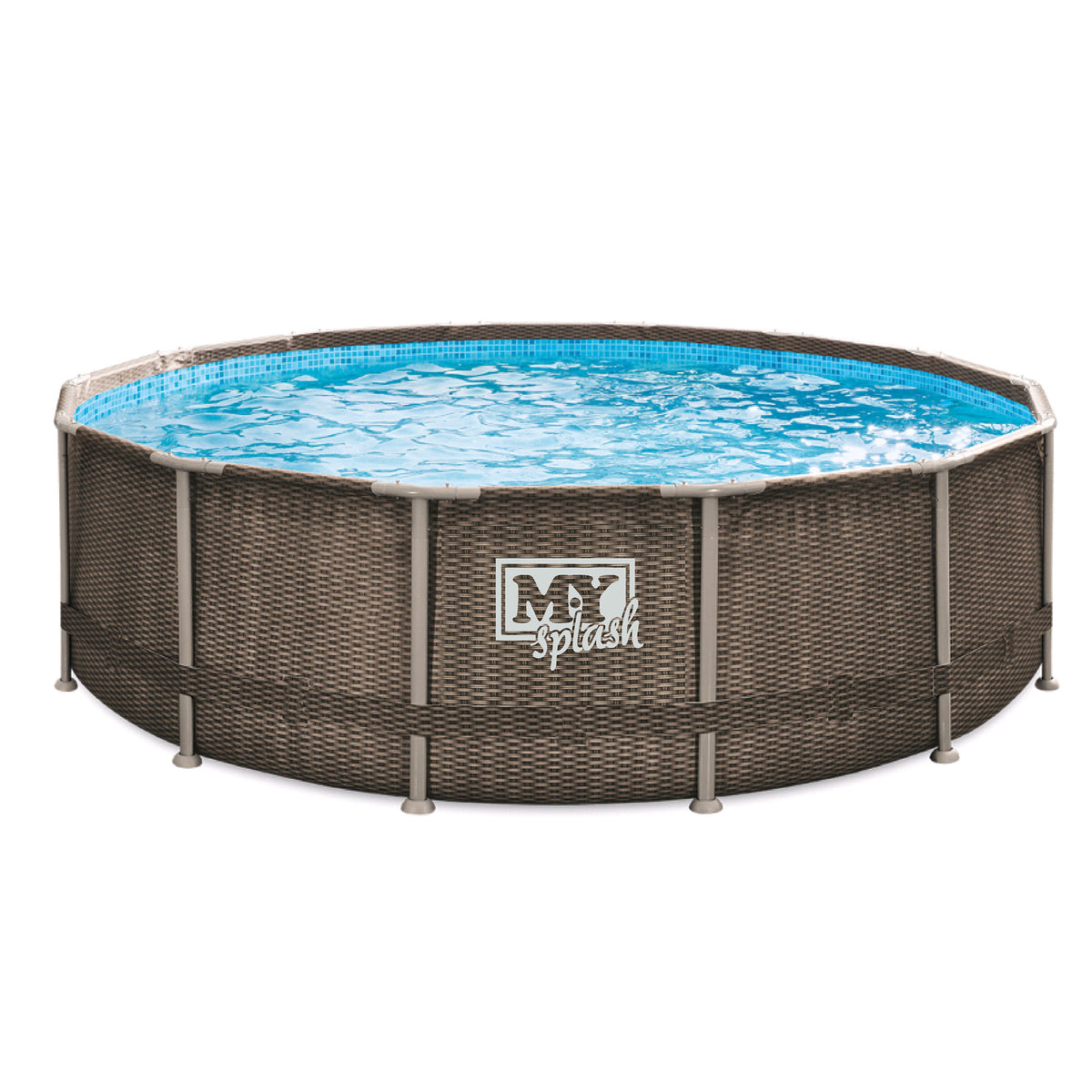 M.Y Splash 14ft x 42in Rattan Finish Metal Frame Swimming Pool Set wit ...